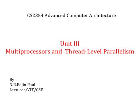 Pdf Unit Iii Multiprocessors And Thread Level Parallelism Cs2354