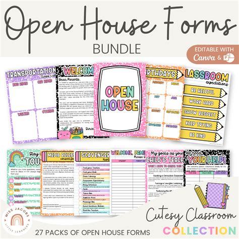 Back To School Night Open House Forms Bundle Miss Jacobs Little Learners