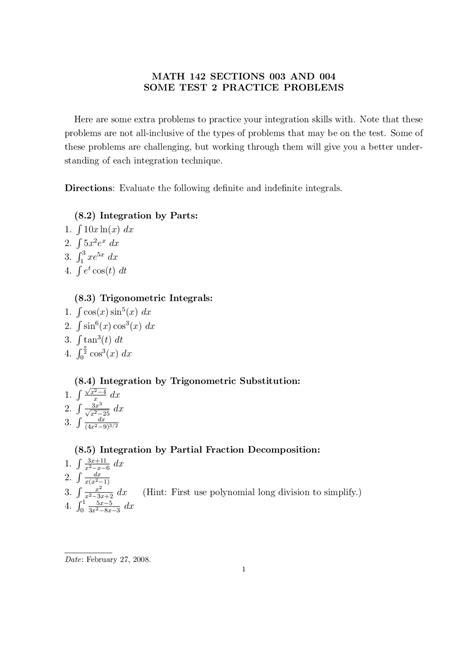 Test 2 Practice Problems Calculus Ii Math 142 Docsity