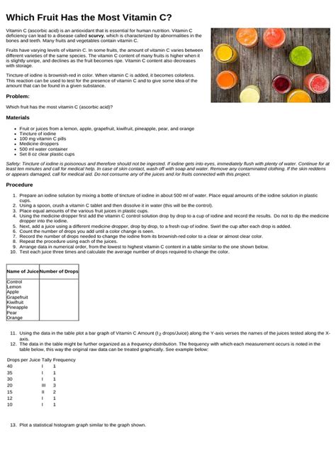 Which Fruit Has The Most Vitamin C Problem Pdf Vitamin C Vitamin