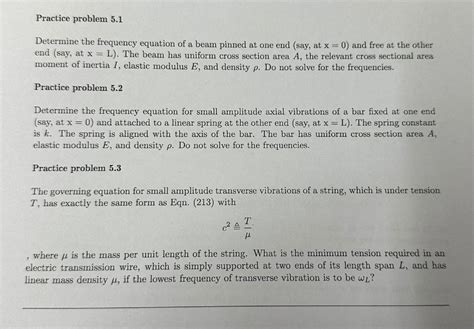 Solved Practice Problem Determine The Frequency Equation Chegg
