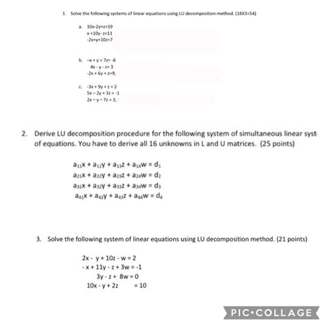 Solved 1 Solve The Following Systems Of Linear Equations