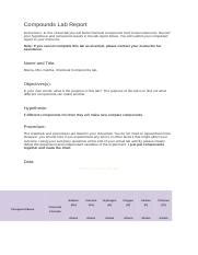CHemical Compounds Lab Report Compounds Lab Report Instructions In This Virtual Lab You Will