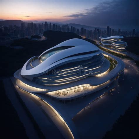 Abstract Futuristic Architecture Curved Style Common Use Stock Illustration Illustration Of