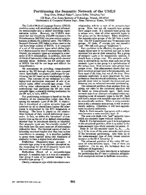 Pdf Partitioning The Umls Semantic Network