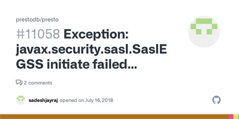 Exception Curitysaslsaslexception Gss Initiate Failed
