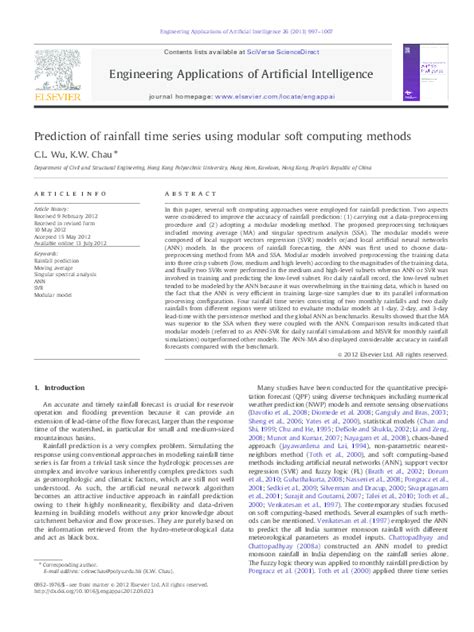 Pdf Prediction Of Rainfall Time Series Using Modular Soft Computing