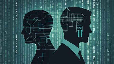 Silhouettes Of A Man And Woman With Digital Data Flowing Through Their