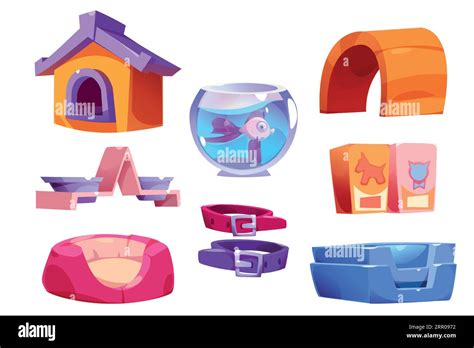 Puppy Or Dog House And Cat Food Vector Care Element Cartoon Animals Puppy Or Dog House And Cat Food Vector Care Element Cartoon Animals