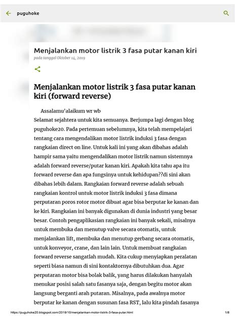 Menjalankan Motor Listrik 3 Fasa Putar Kanan Kiri Pdf
