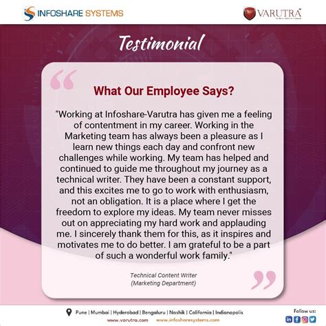 Employeeengagement Testimonial Technicalcontentwriter Experience Varutra Infosec
