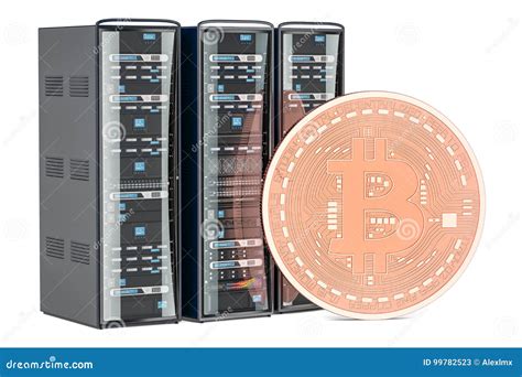 Computer Server Racks With Bitcoin Mining Concept D Rendering Stock