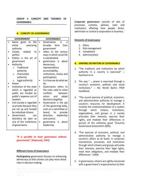 Concepts And Theories Of Governance Pdf Governance Good Governance