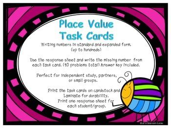 Place Value Task Cards By LG S Classroom Cuties TpT