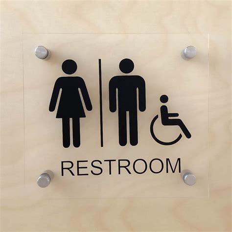 Unisex Accessible Restroom Sign With Standoffs Clear Acrylic Bc