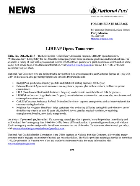 Fillable Online Liheap Application Locations Pa National Fuel Fax Email Print Pdffiller
