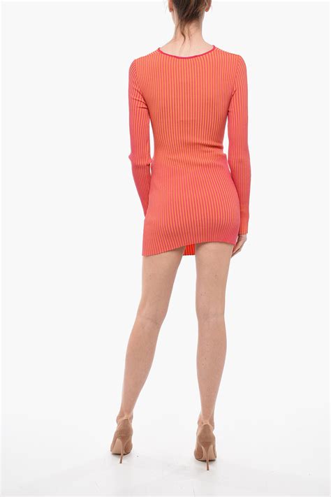 AndreĀdamo Ribbed Knitted Mini Dress With Cut Out Detail Women