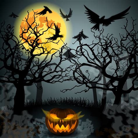 Halloween Illustration With Jack Olantern Stock Vector Illustration