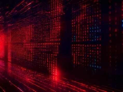 A Vibrant Canvas Illuminated By A Cascade Of Red Binary Code Dynamic Lines And Patterns 8k Ultra