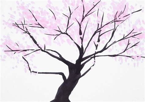 How To Draw A Cherry Blossom Tree Super Simple Step By Step Tutorial
