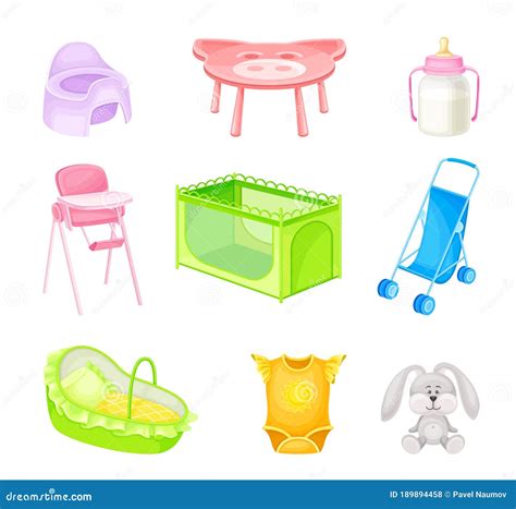 Nursery Objects Collection Cartoon Vector 70501293