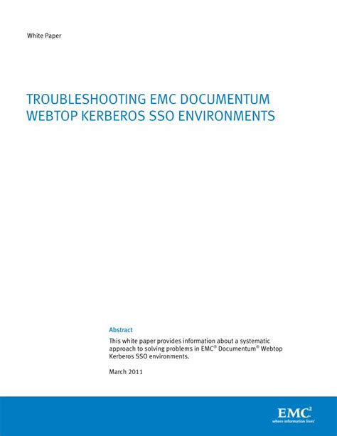 Pdf Troubleshooting Emc Documentum Webtop Kerberos · Pdf