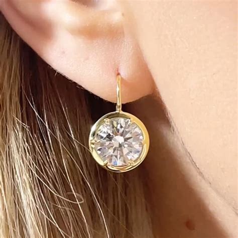 75ctw Bezel Set Round Cut Classic Drop Earrings Sayabling