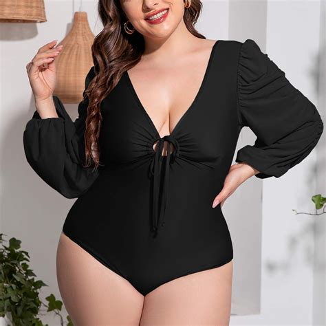 Hcuribad Swim Suits 2024womans Long Sleeve Sun Protective Sexy Plus