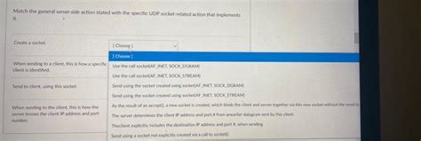 Solved Match The General Server Side Action Stated With The