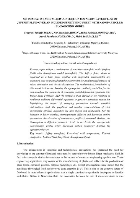 Pdf On Dissipative Mhd Mixed Convection Boundary Layer Flow Of