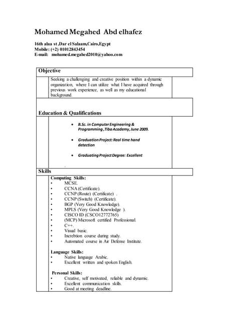 Mohamed Megahed Cv Pdf