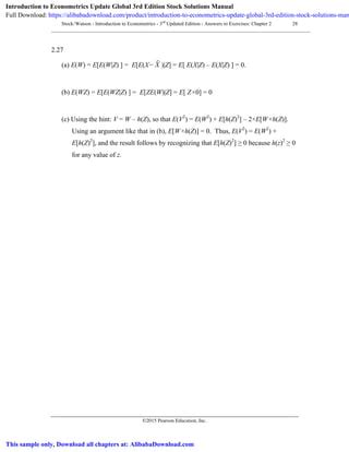 Introduction To Econometrics Update Global Rd Edition Stock Solutions Manual PDF