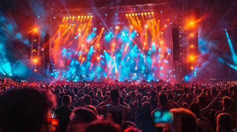 A Large Crowd Enjoying A Live Concert At An Outdoor Music Festival