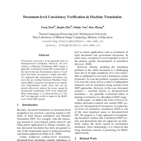 Document Level Consistency Verification In Machine Translation Acl Anthology