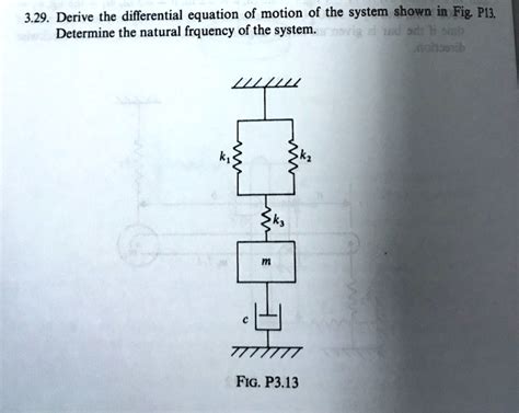 3 29 Derive The Differential Equation Of Motion Of The System Shown In Fig P13 Determine The