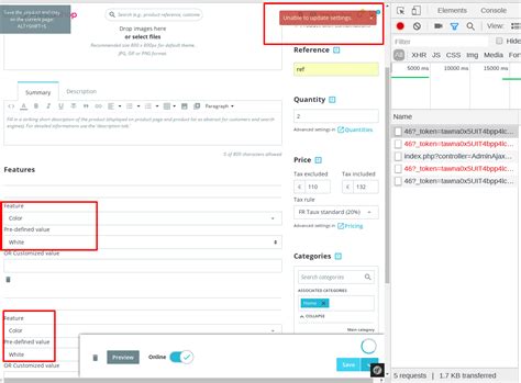 Multiple Features With Same Value Are Causing Not Described Errors · Issue 10757 · Prestashop