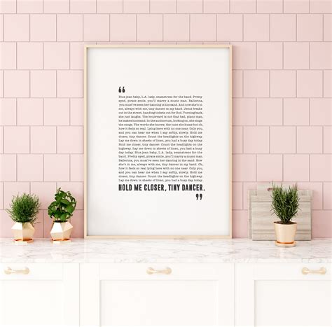 Tiny Dancer Elton John Poster Song Lyrics Print First Etsy