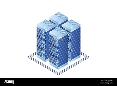 Server Room Isometric Vector Futuristic Technology Of Data Protection And Processing