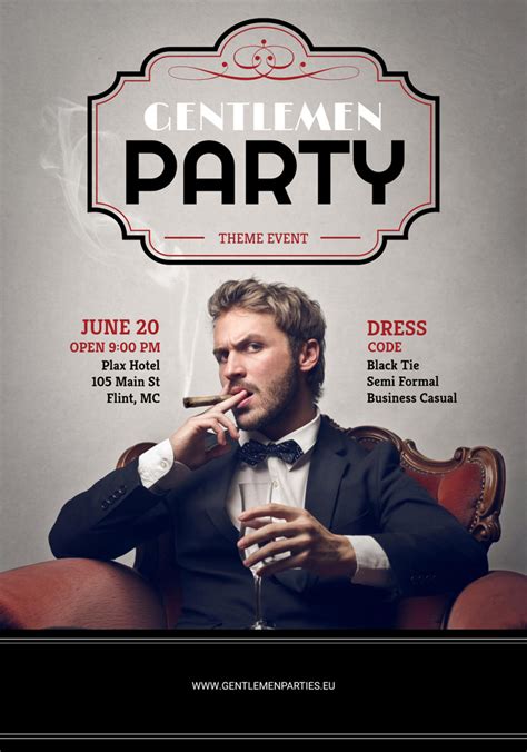Classy Event And Gentlemen Party With Dress Code Online Poster Template