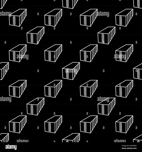Vector Seamless Pattern Of A Shipping Container In Thin Line Style Stock Vector Image And Art Alamy