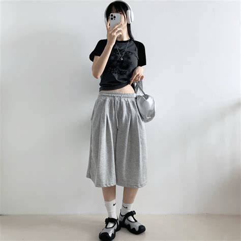 밴딩 O 토밍 핀턱 와이드 팬츠 하프팬츠 버뮤다 주름 끈 포켓 주머니 하체커버 루즈핏 트레이닝 면 코튼 폴리 데일리 Y2k 여름 썸머 휴가 바다 에이블리