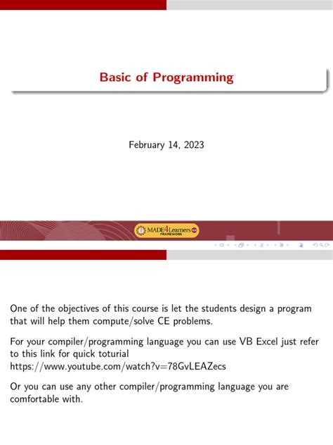 Baisc Of Programming Pdf
