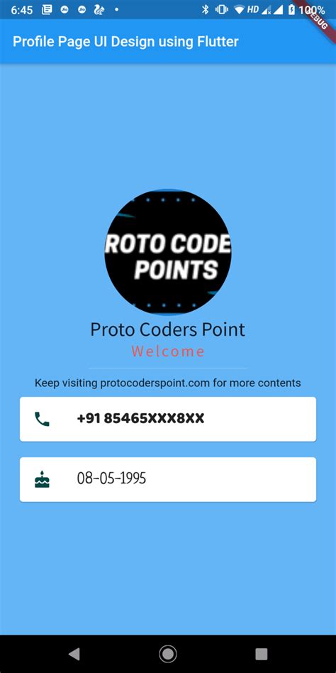 Flutter Profile Page Ui Design Using Flutter Card And Listtile Widget