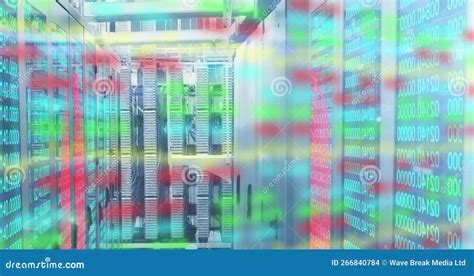 Financial And Stock Market Data Processing Against Computer Server Room Stock Illustration