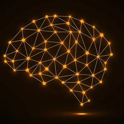 Abstract Polygonal Brain With Glowing Dots And Lines Network Connections Vector Illustration