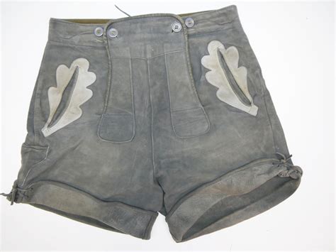 Kurze 7080er Ddr Vintage Lederhose Doppelzipp Grau Weich