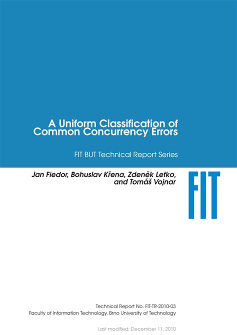 pdf a uniform classification of common concurrency errors