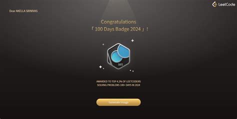 100daysofleetcode Milestone Codingjourney Leetcode Programming Continuouslearning Akella