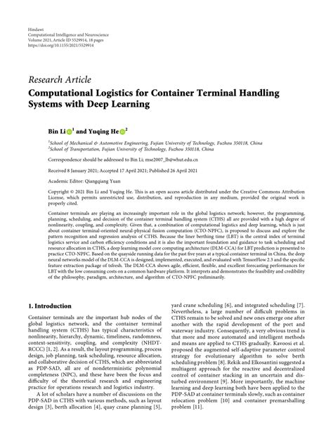 Pdf Computational Logistics For Container Terminal Handling Systems