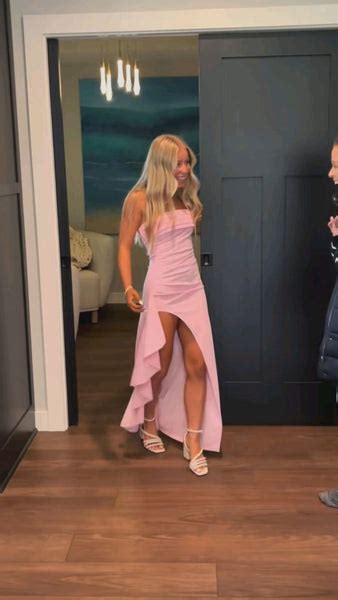 Pink Prom Dresses Split Formal Graduation Gowns Long Jkprom